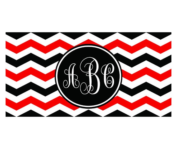 BLACK RED WHITE Chevron Print License Plate Monogrammed Car Tags ...