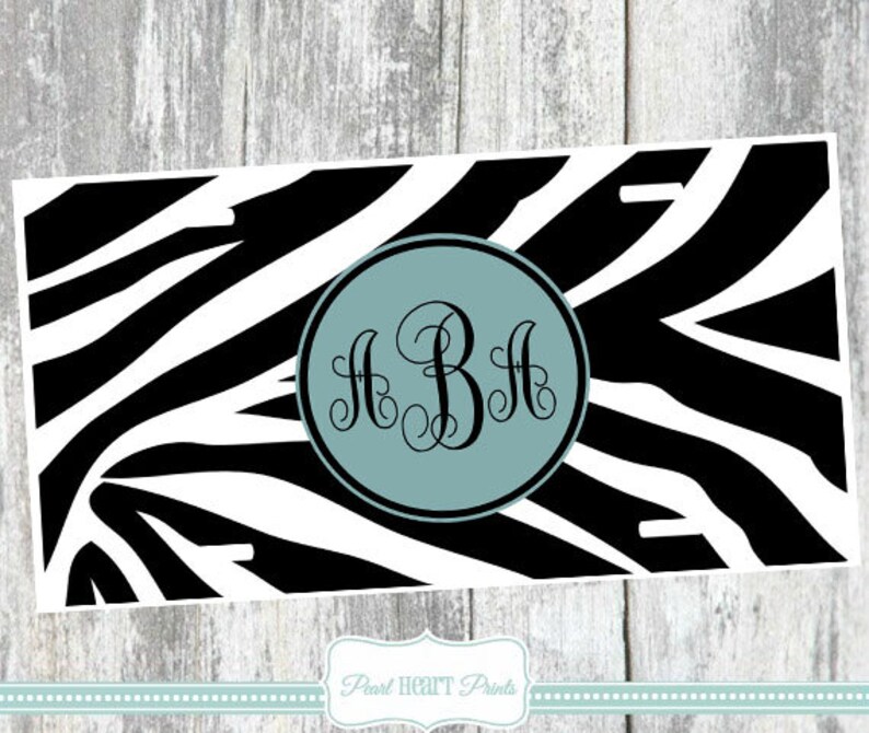 MONOGRAMMED ZEBRA LICENSE Plate Animal Print Car Tags Zebra Print Car ...