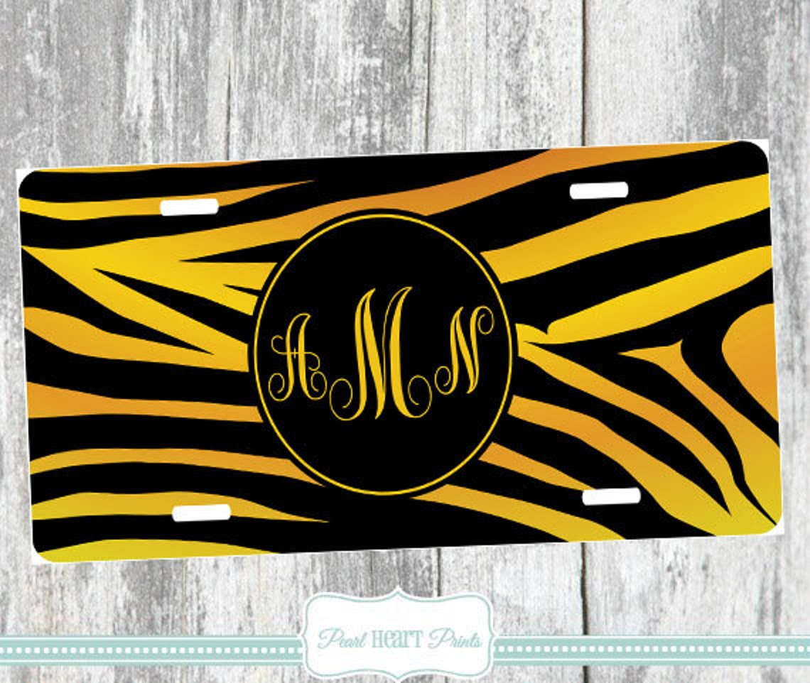 TIGER PRINT LICENSE Plate Animal Print Car Tags Monogrammed ...