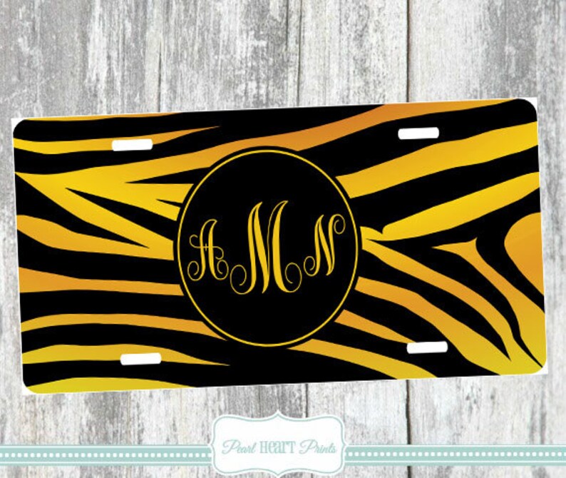 TIGER PRINT LICENSE Plate Animal Print Car Tags Monogrammed ...