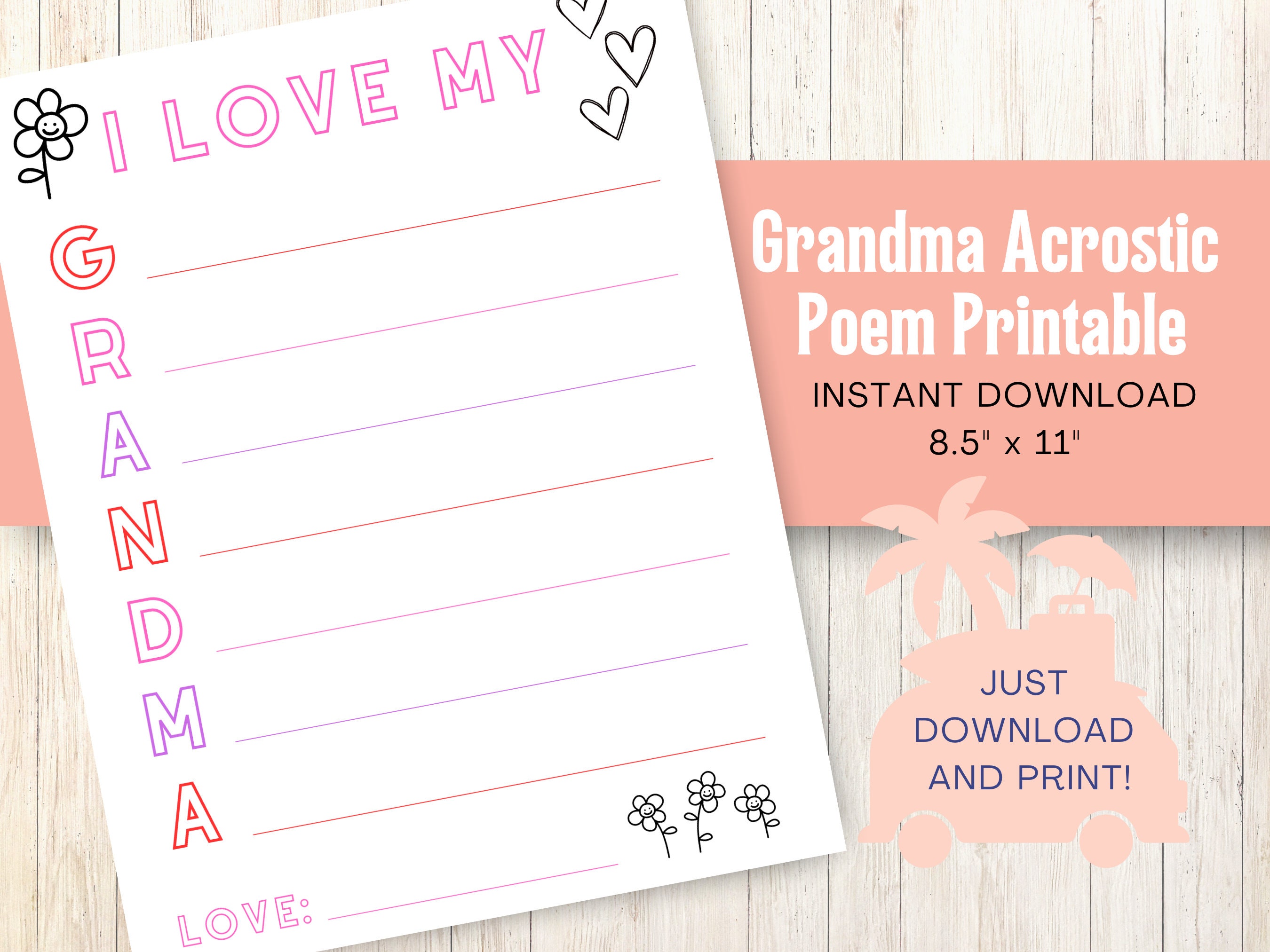 Grandmother Acrostic Poem Template