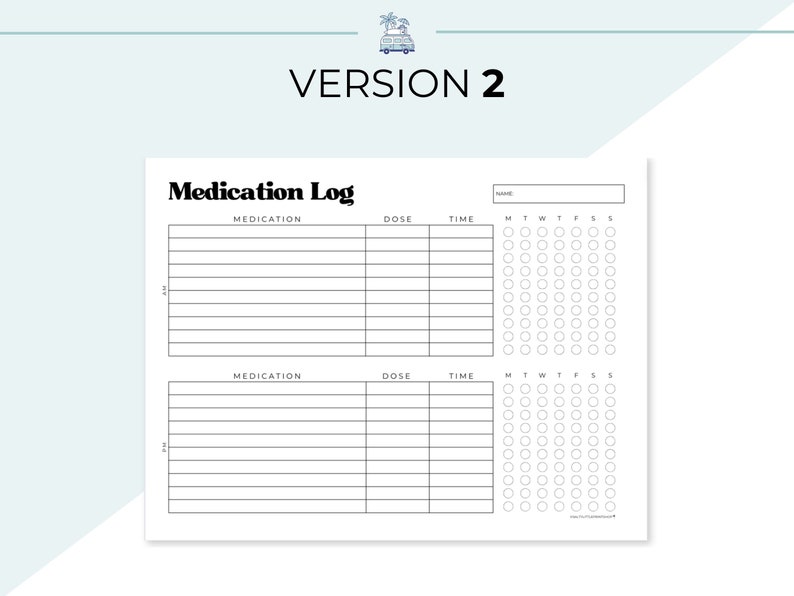 Medication Log Tracker Prescription Printable Daily Pill Reminder ...