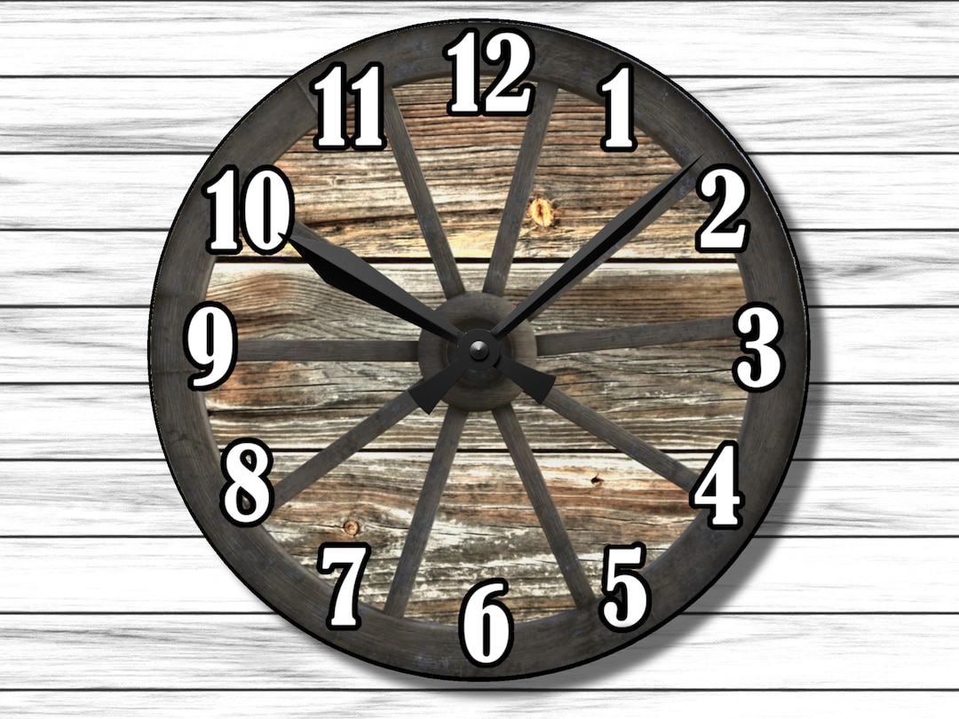 Wagon Wheel Rustic Wall Clock | Western Farmhouse Decor | Country Cabin ...