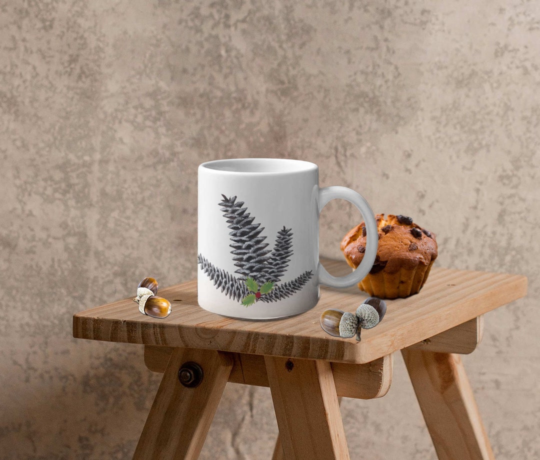 Pine Cone Mug Coffee Gift for Him Nature Lover Pine Cone Painting ...
