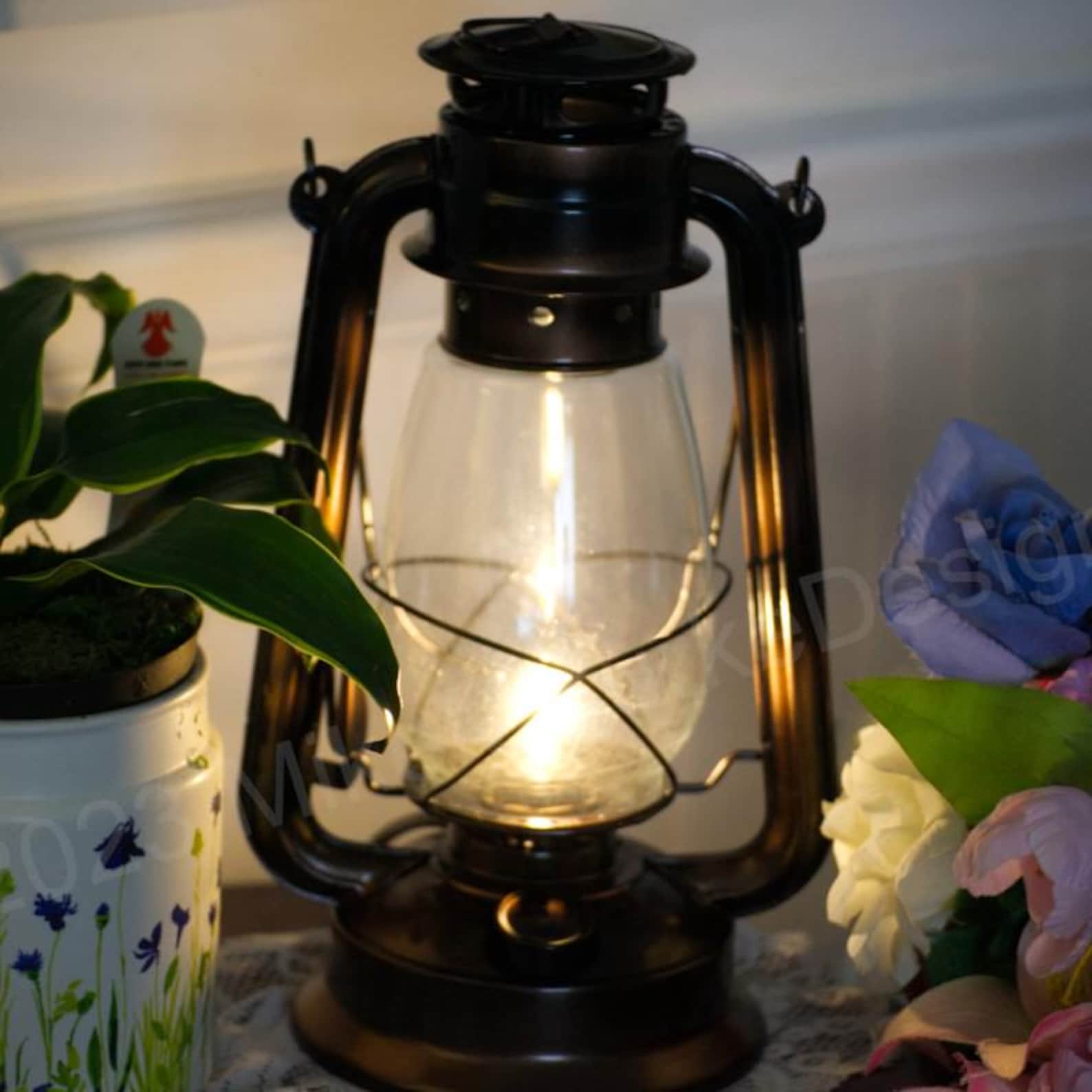 Rustic Electric Lantern Table Lamp, ANTIQUED COPPER-BRONZE | 12 ...