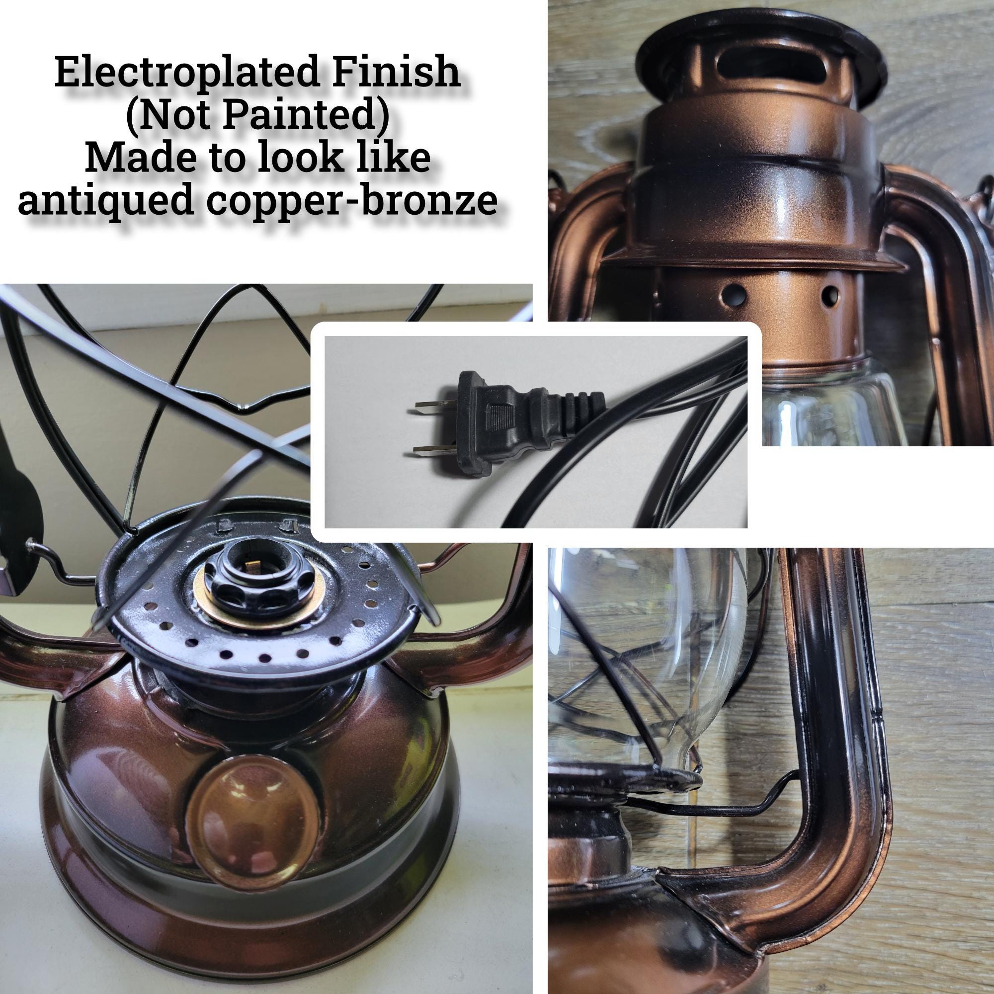 Rustic Electric Lantern Table Lamp, ANTIQUED COPPER-BRONZE | 12 ...