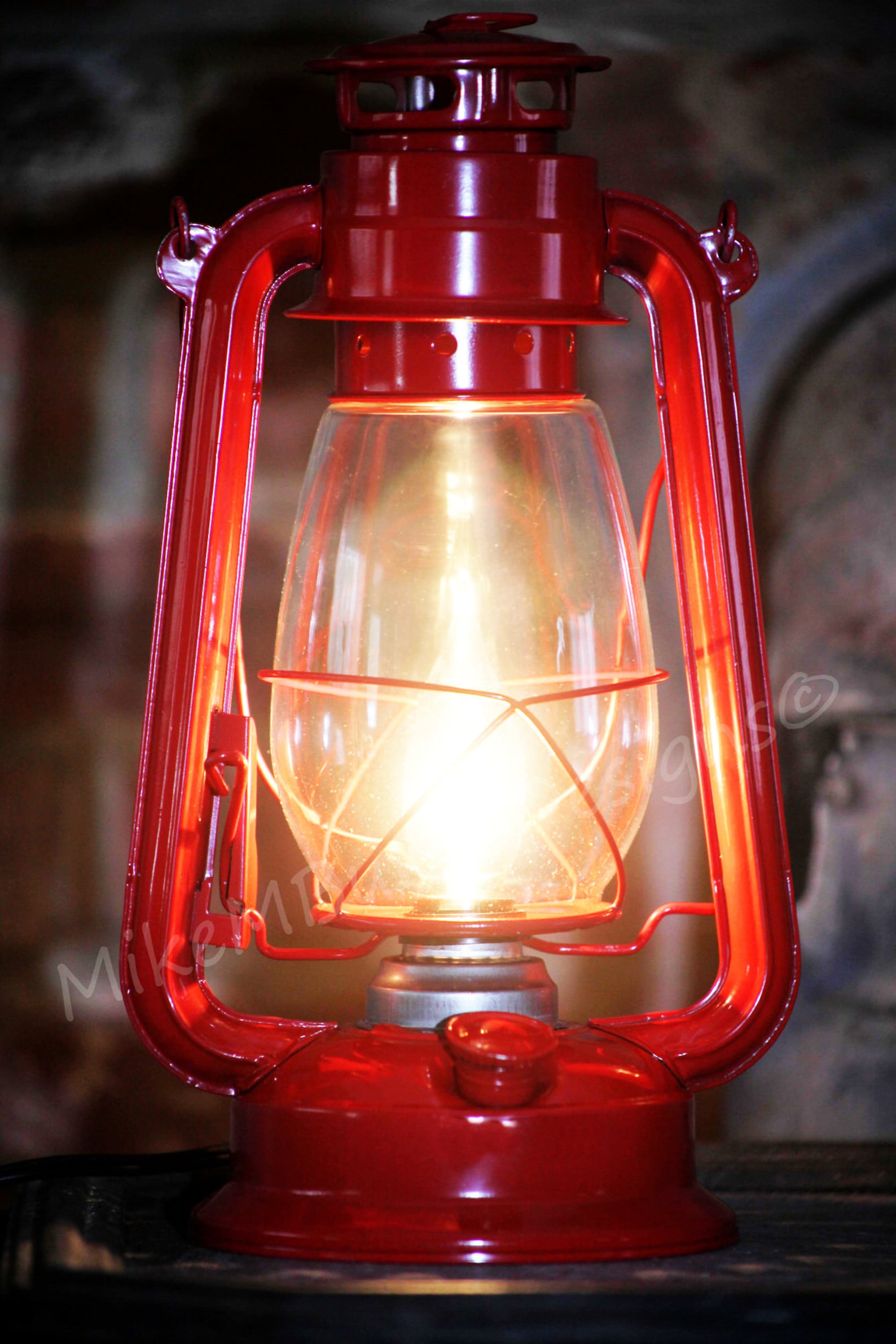 Electric Lantern Table Lamp RED 12 Electric Hurricane - Etsy