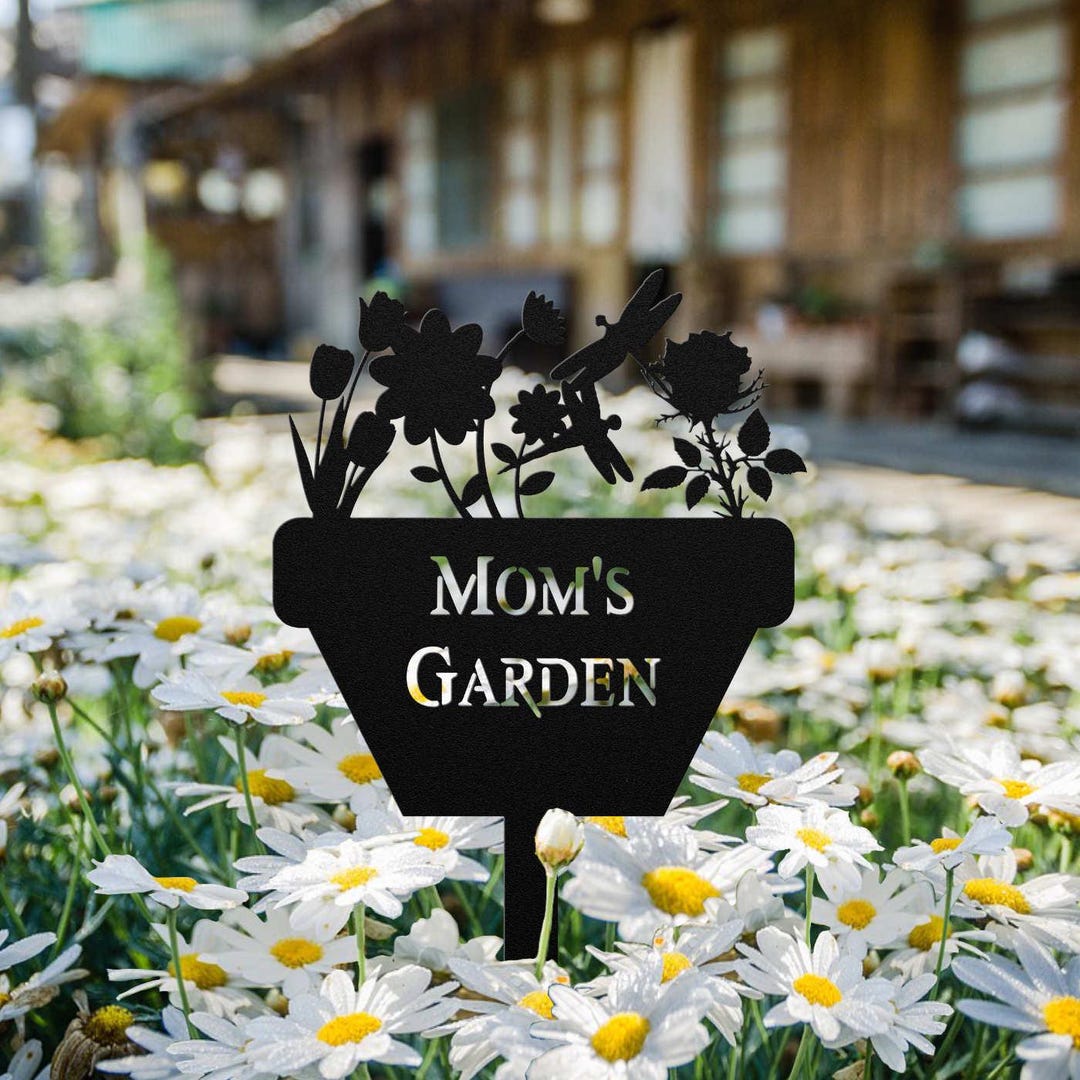 Flower Pot Personalized Garden Sign, Floral Garden Metal Sign, Perfect ...