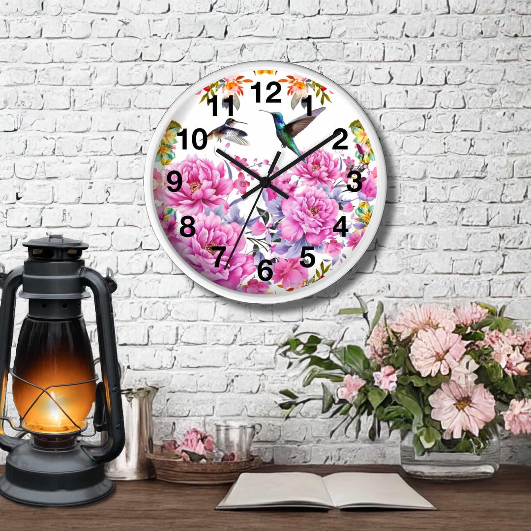 Hummingbirds Floral Farmhouse Clock, Mother's Day Mom Gift for Women ...