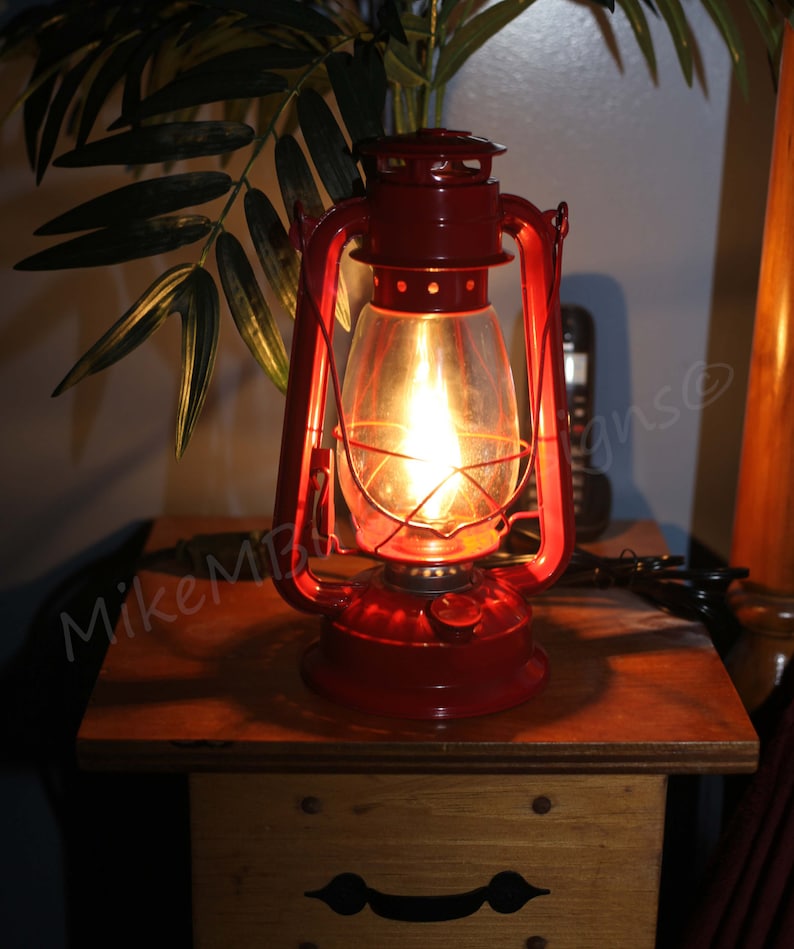 Electric Lantern Table Lamp RED 12 Electric Hurricane - Etsy