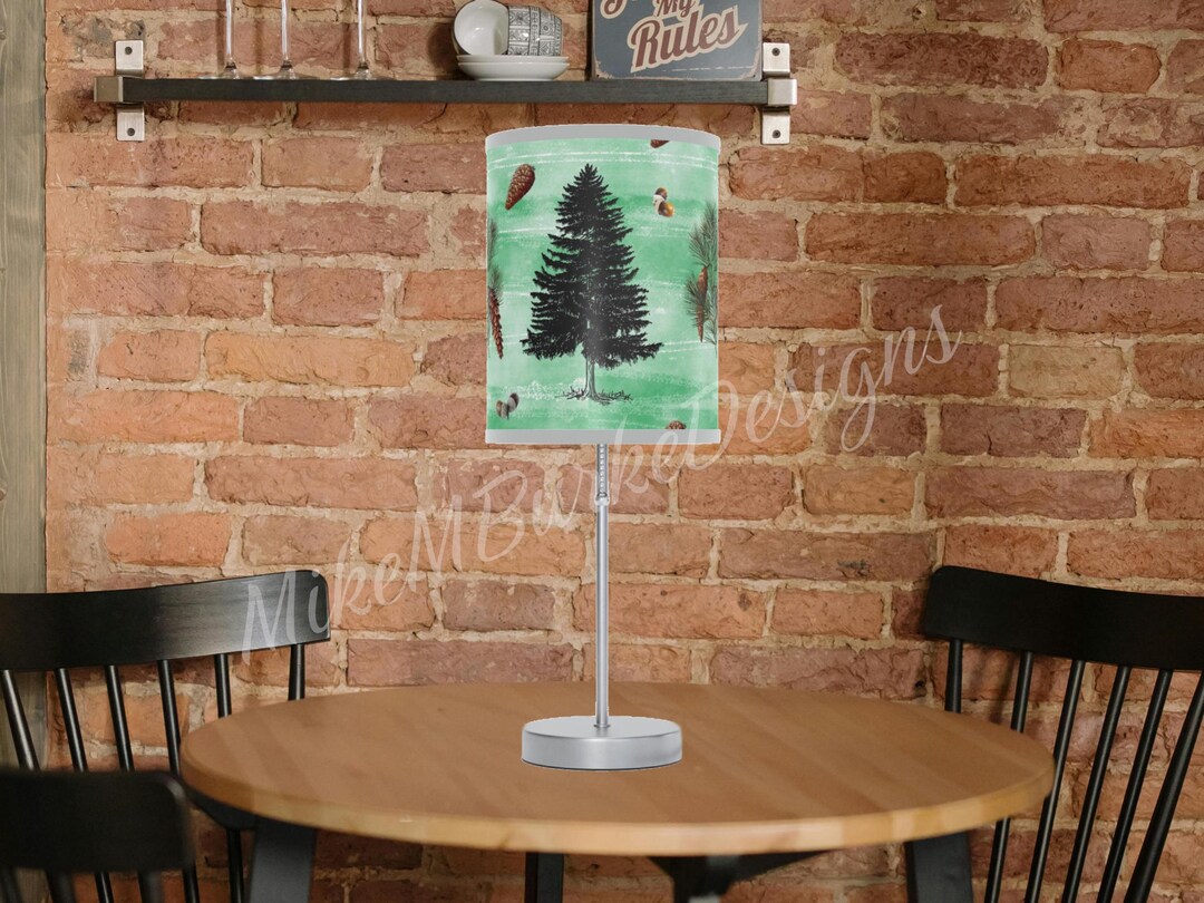 Green Pine Tree Rustic Lamp, Log Cabin Decor Mother's Day Mom Gift for ...