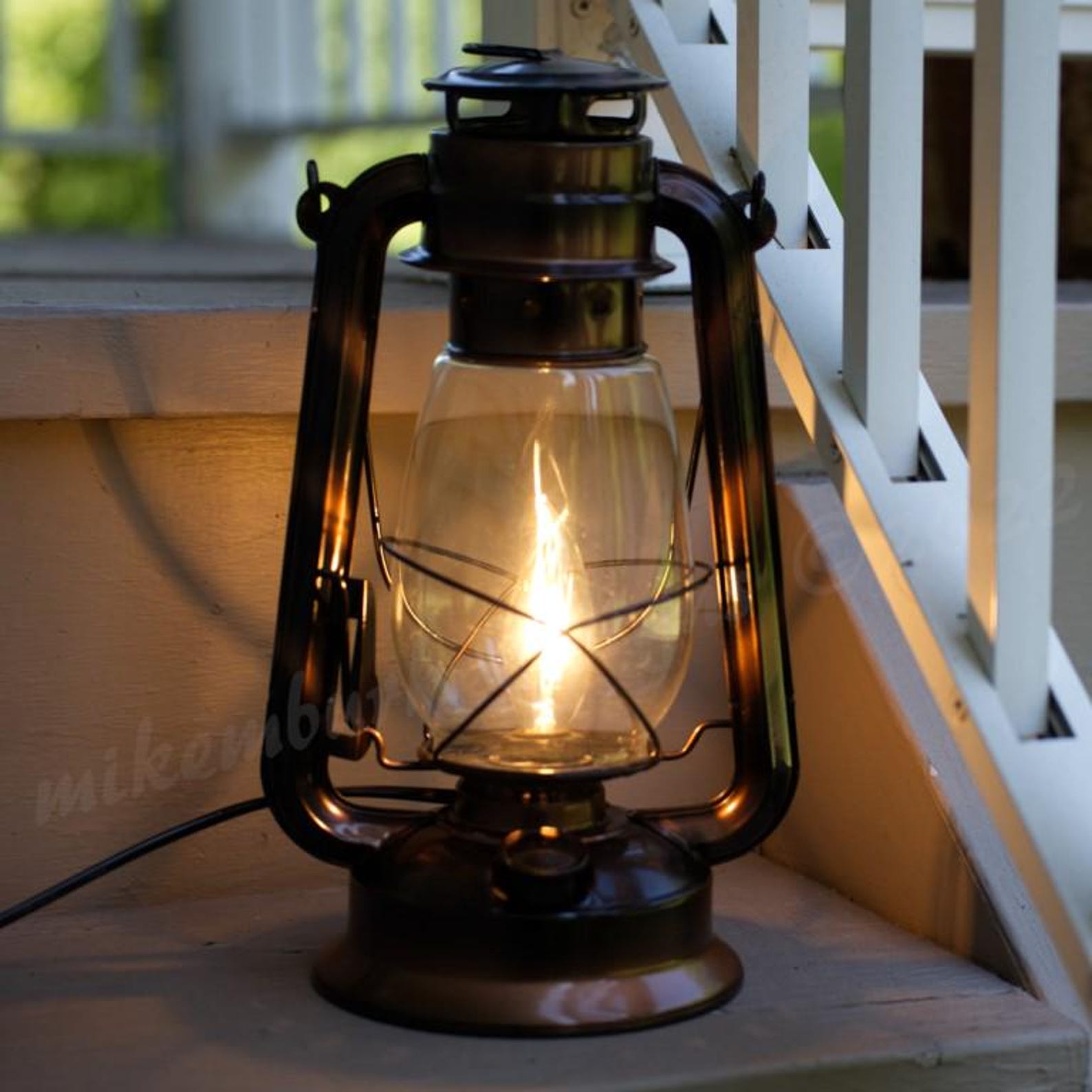 Rustic Electric Lantern Table Lamp, ANTIQUED COPPER-BRONZE | 12 ...