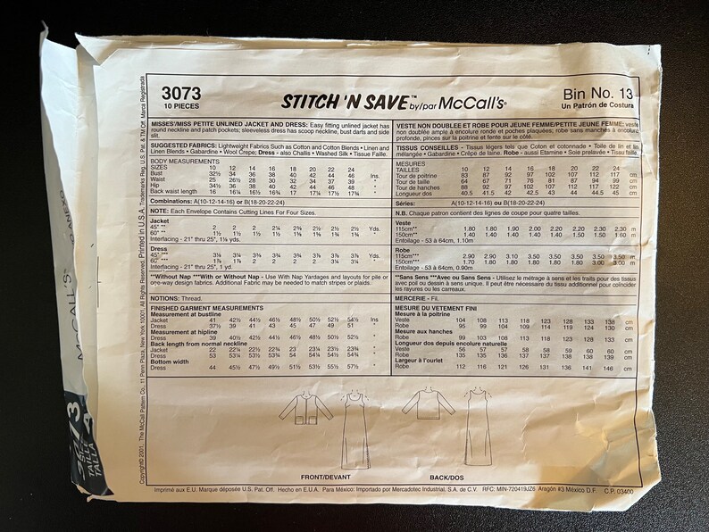 Stitch 'N Save 3073 Sewing Pattern, Sizes 10-12-14-16 - Etsy