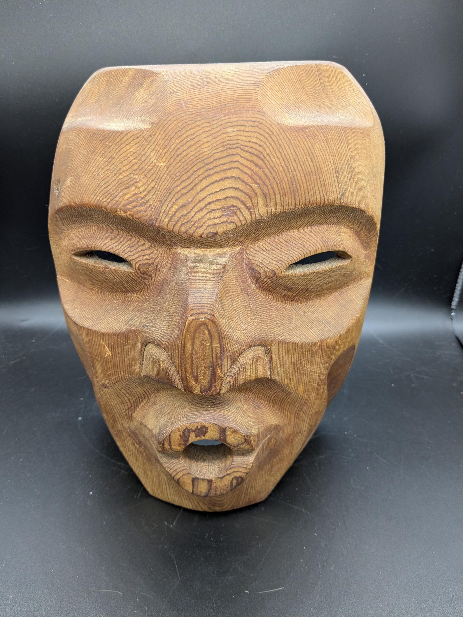 West Coast Salish First Nations Indigenous Cedar Carved Wild Woman Mask ...