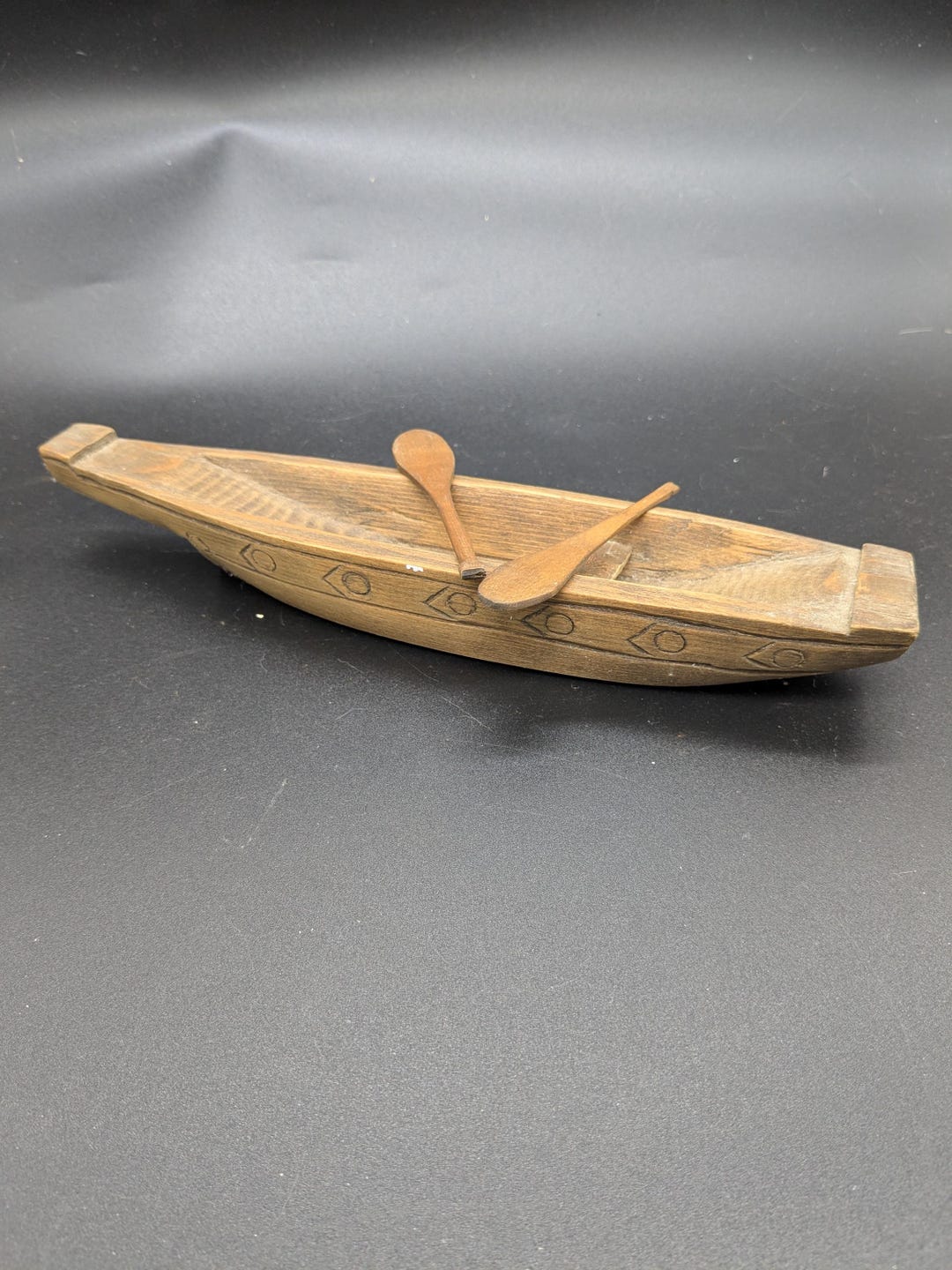 Westcoast Indigenous Coast Salish Vintage Carved Cedar Canoe With ...