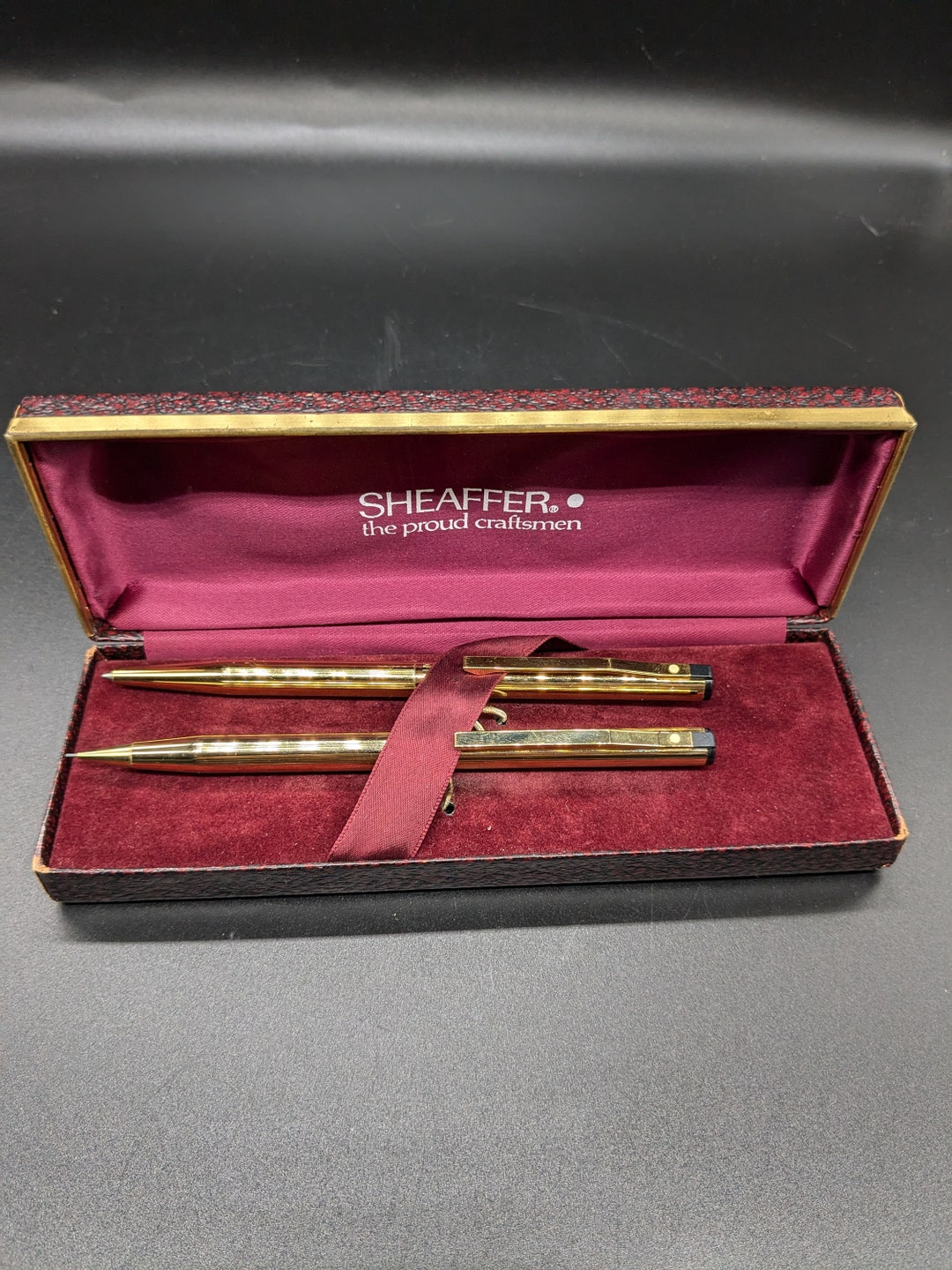 Sheaffer Gold Pen &pencil Set With Box - Etsy