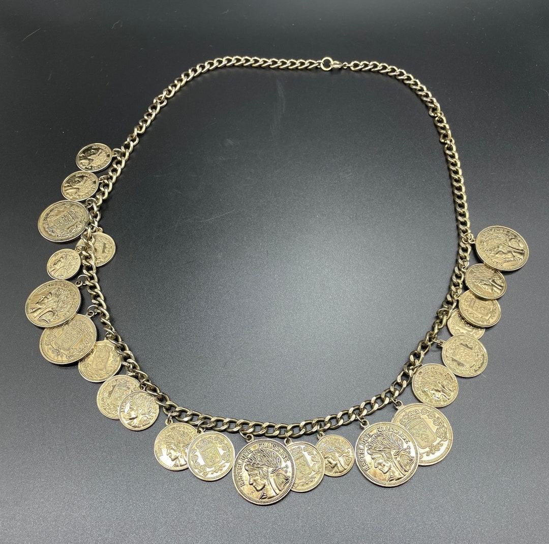 REPUBLIQUE FRANCAISE Francs Faux Coin Charm Necklace - Etsy
