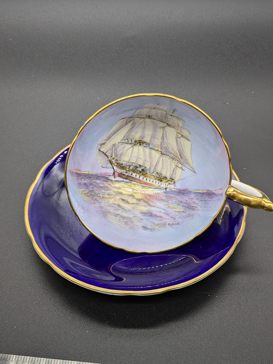 Hand Painted Clipper Ship Aynsley Cup and Saucer - Etsy