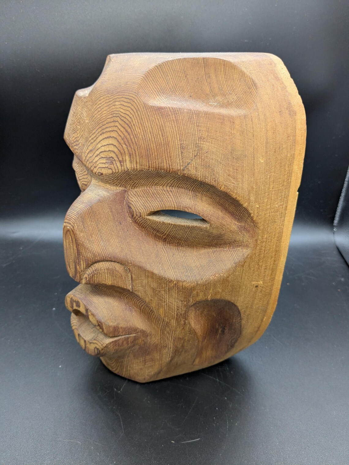 West Coast Salish First Nations Indigenous Cedar Carved Wild Woman Mask ...