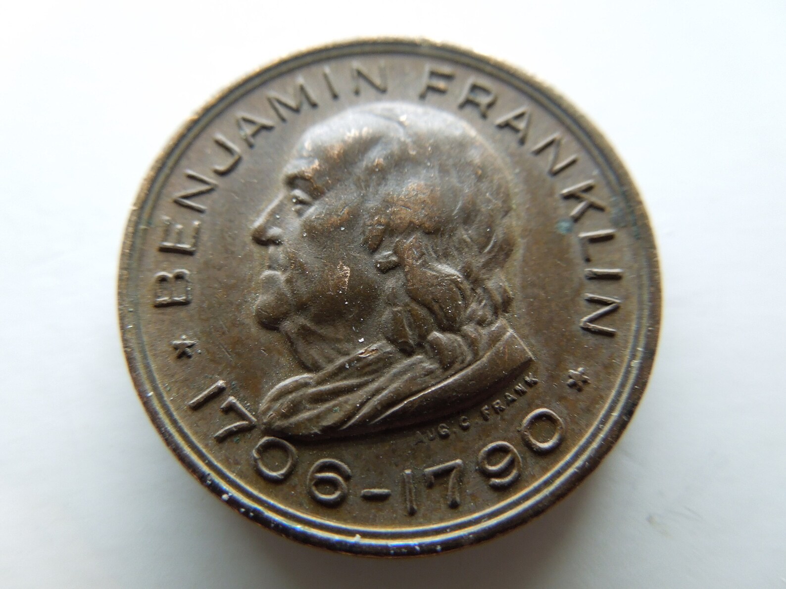 Benjamin Franklin Memorial Souvenir Token Bronze or Aluminum | Etsy