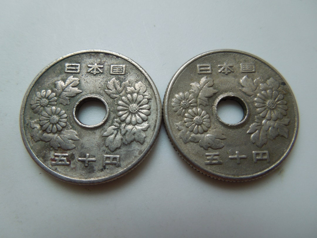 Japan Coins, 50 Yen, 1974 to 1975, Emperor Hirohito, Low Grade Sell by ...