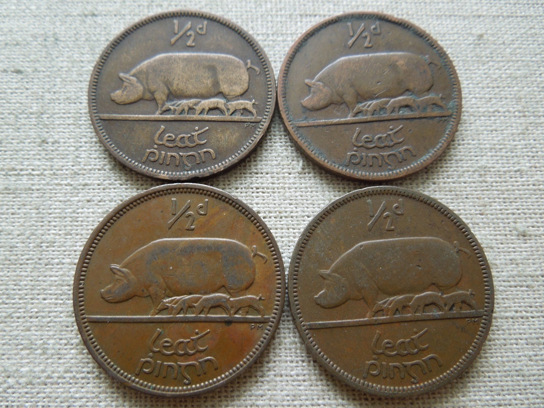 Irish Coins, Half Penny, 1928 to 1967, Pigs Reverse Sell by the Piece ...