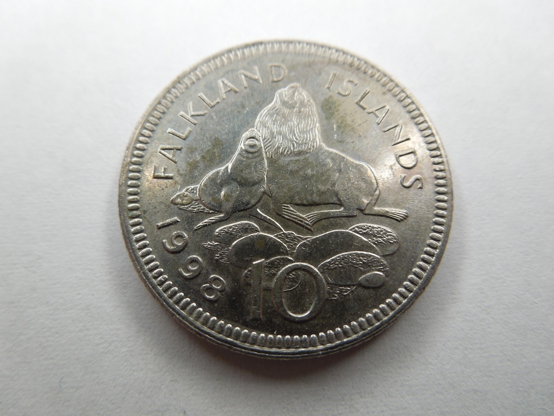 Animal Coins, Ursine Seal 10 Pence From Falkland Islands, Stains One ...