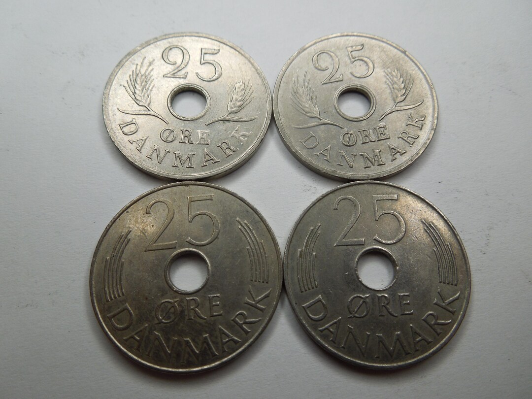 Denmark Holed Coins, 25 Ore to 5 Kroner, 1966 to 1999, Sell by the ...