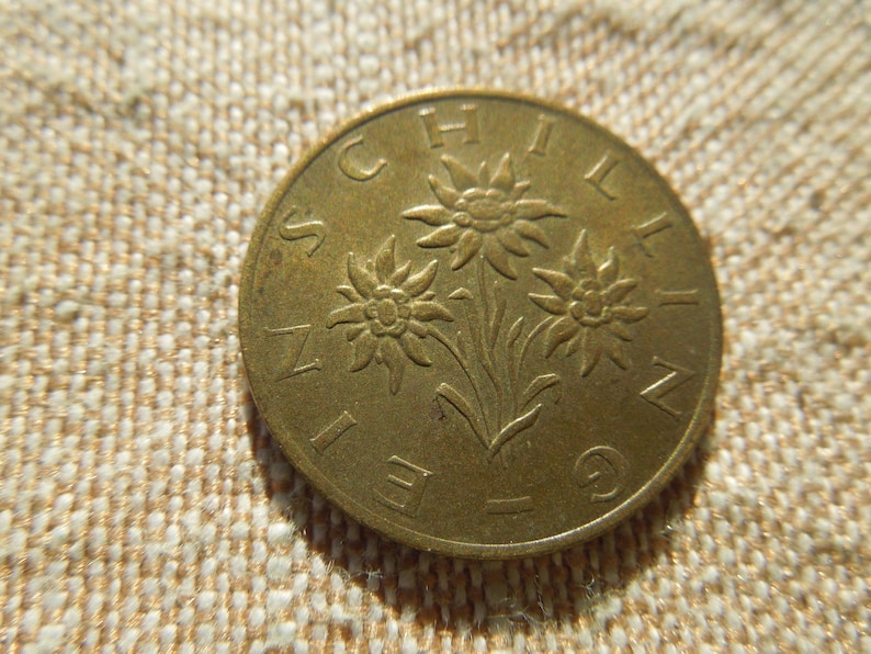 Austrian Coins, 1 Schilling, 1960 to 1986, Edelweiss Flower, Many Years ...