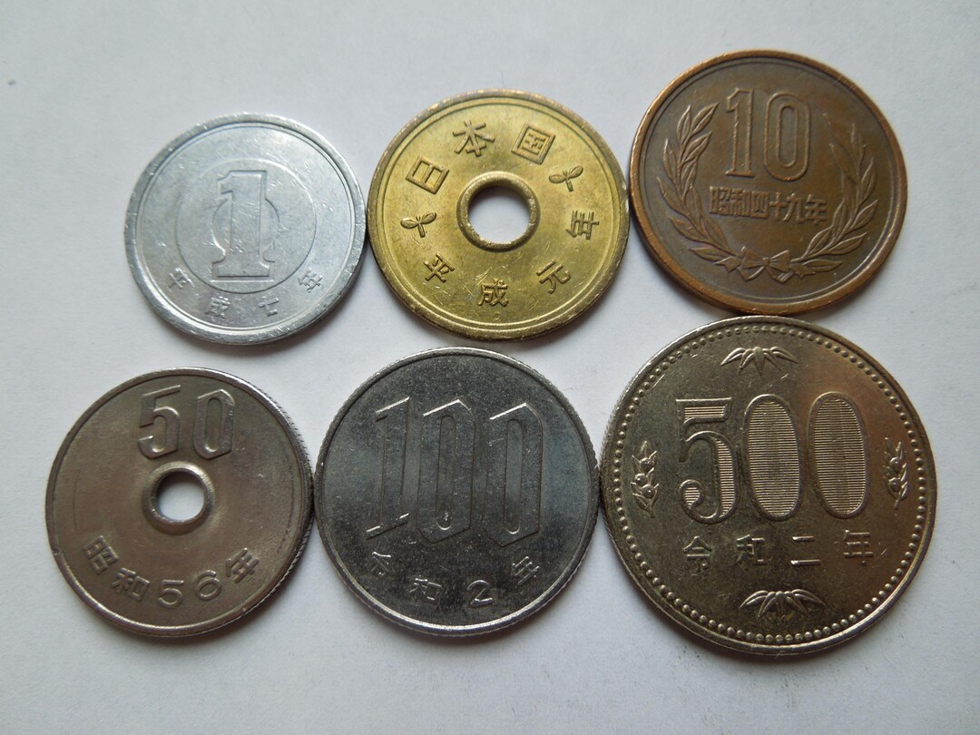 Japan Coin Set of 6 Coins, 1 Yen to 500 Yen - Etsy