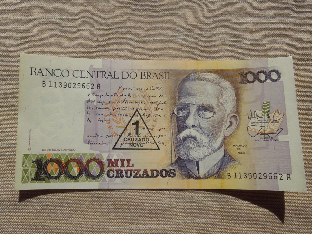 Brazil Bank Note, Counter Marked 1000 Cruzados to 1 Novo Cruzado, Nice ...