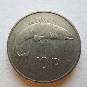 Irish 10 Pence, Salmon, Decimal, Large and Small Sizes, Eire Coins ...