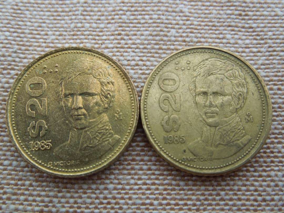 Vintage 20 Pesos Coins: 1985 Mexican Brass Collectibles - Sell by the ...