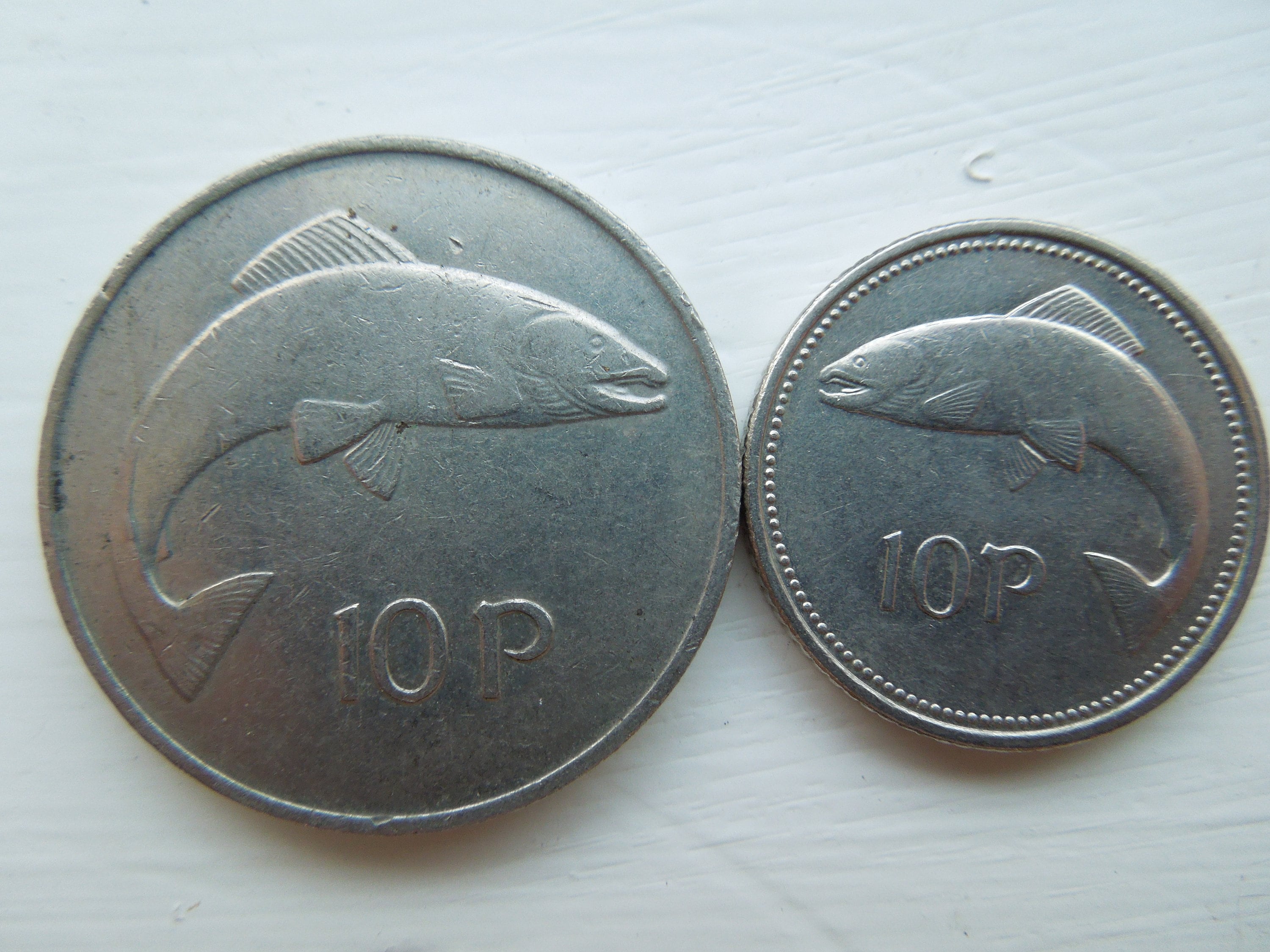 Irish 10 Pence, Salmon, Decimal, Large and Small Sizes, Eire Coins ...