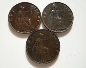 Queen Victoria Penny, 1901, Veiled Head, British Large Bronze Penny ...