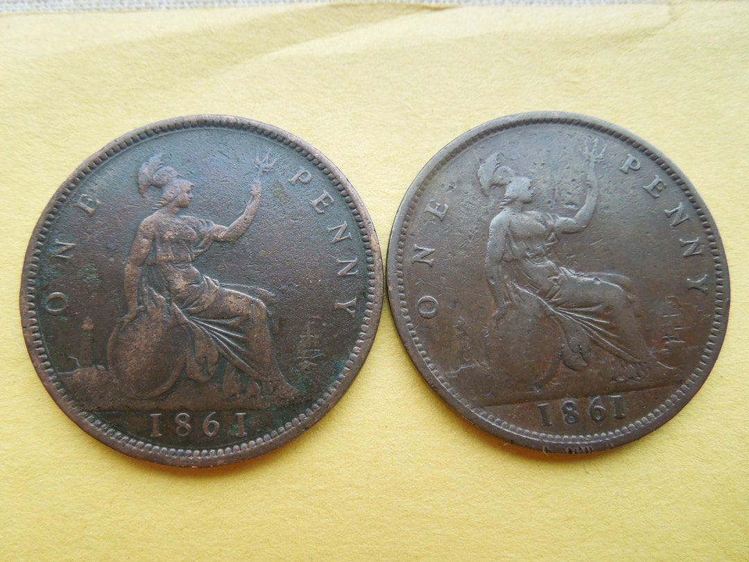 Queen Victoria Penny, 1861 to 1865, British Large Bronze Penny Sell by ...