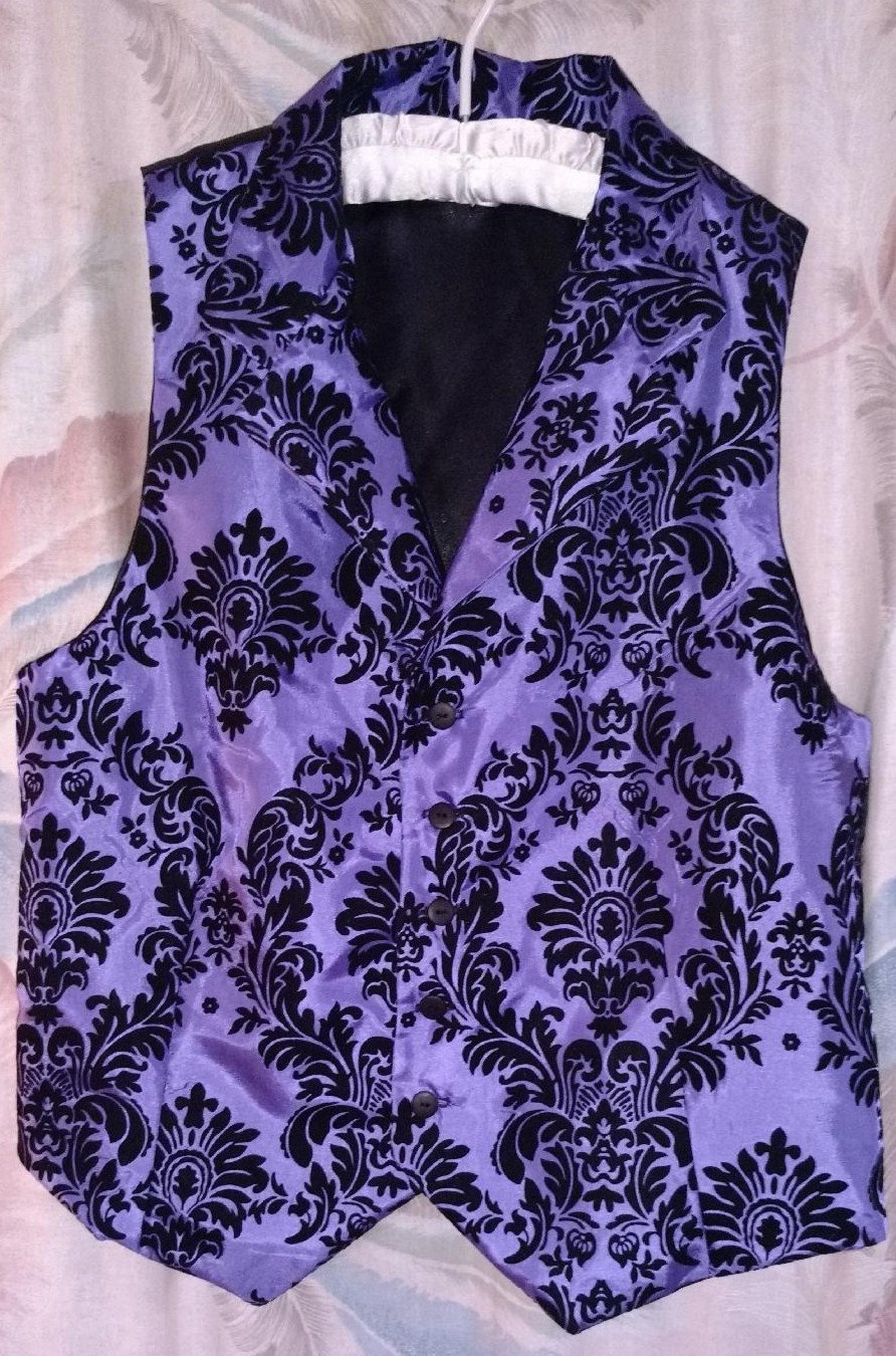 Velvet Flocked Damask Print on Taffeta Vest - Etsy