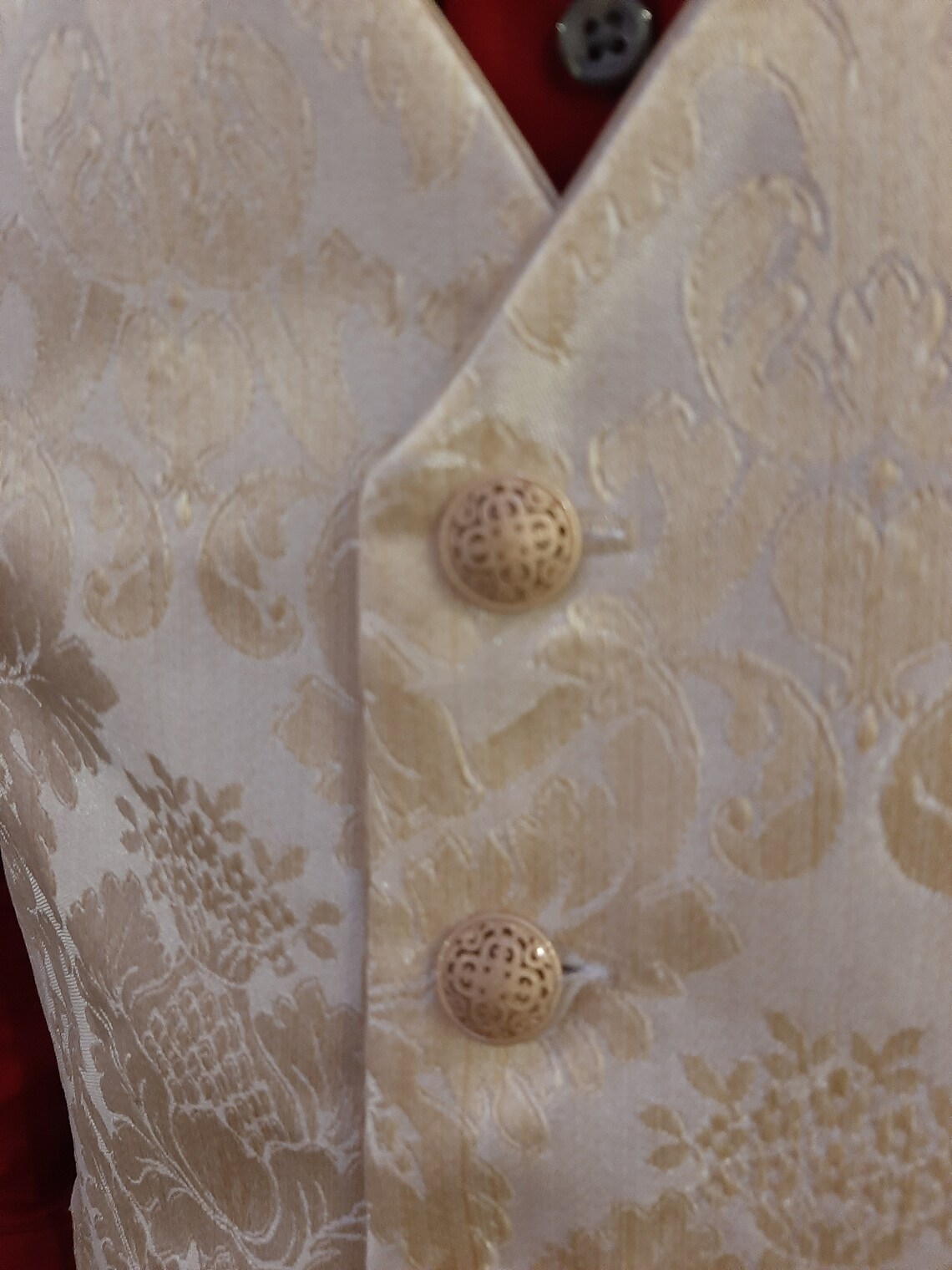 Champagne Satin/damask Vest With 5 Buttons - Etsy
