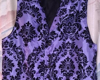 Velvet Flocked Damask Print on Taffeta Vest | Etsy