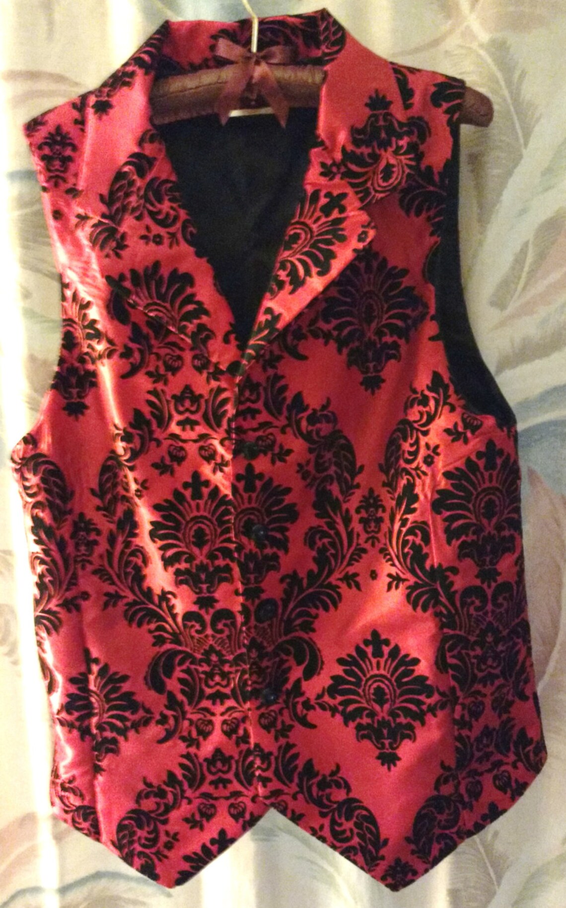 Velvet Flocked Damask Print on Taffeta Vest - Etsy