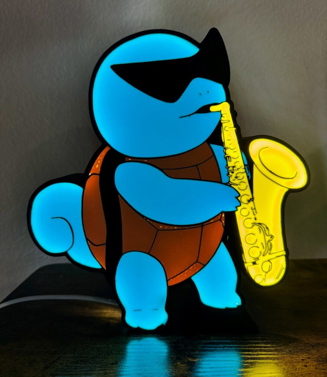 Quirky Squirtle Saxophone Lightbox Sign Fun Pokemon Meme USB LED Lamp ...