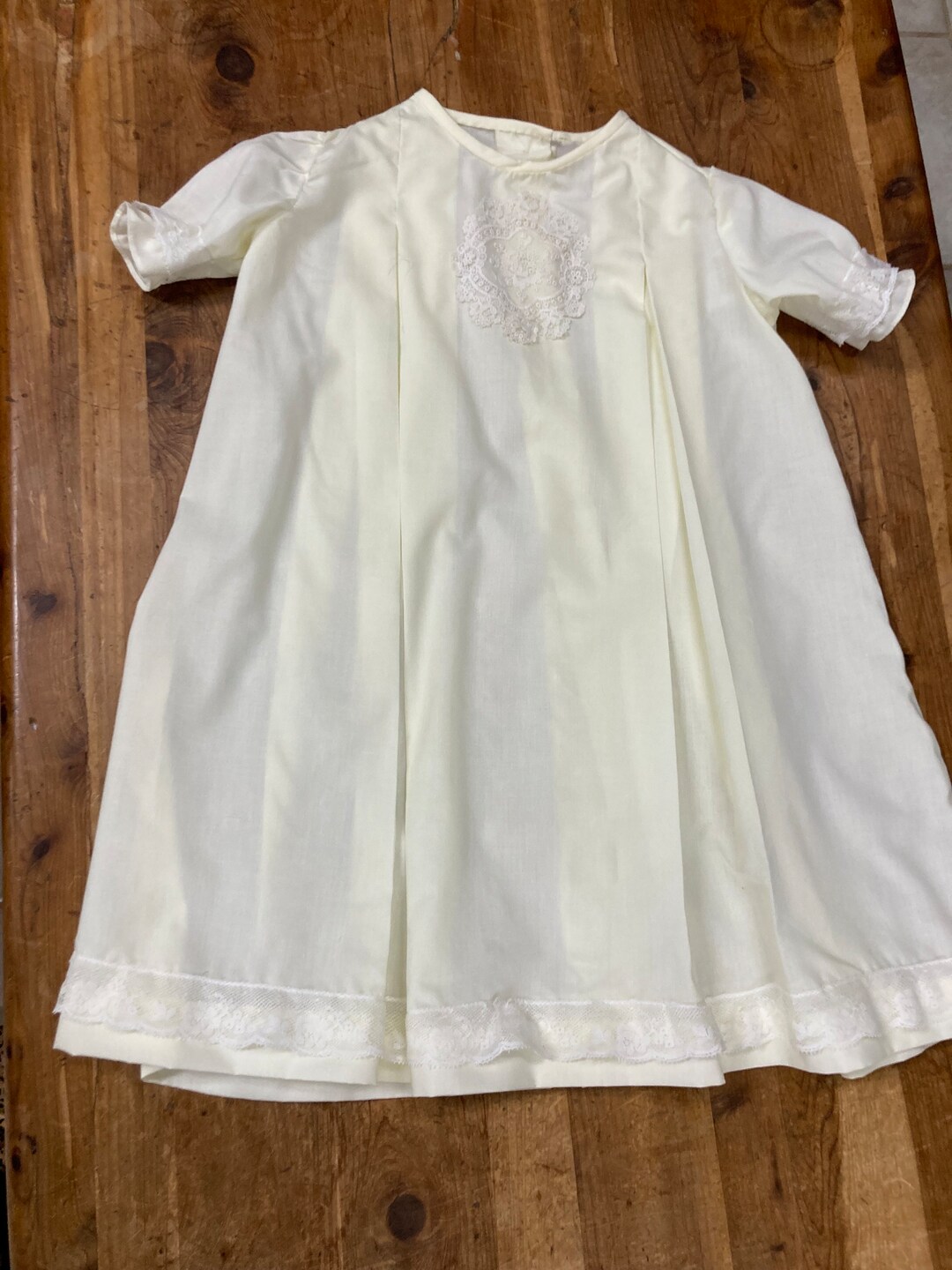 Baby Girl Daygown in Pale Yellow Imperial Batiste, Heirloom Lace Edging ...