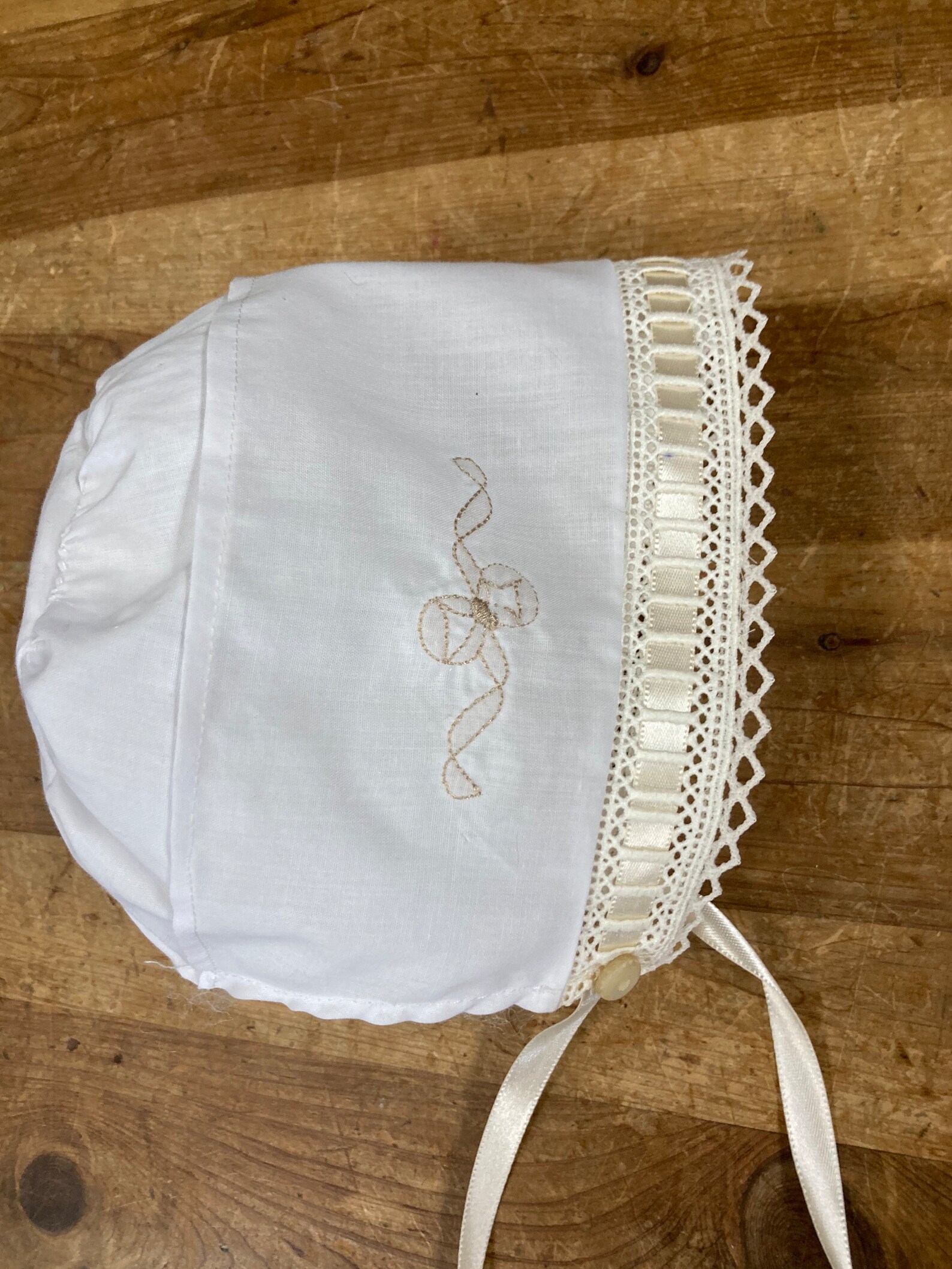 Heirloom Beading on a Baby Bonnet, Hat, Christening, Dedication for a ...