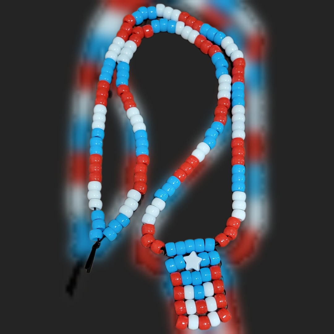Puerto Rico Beaded Flag Necklace - Etsy