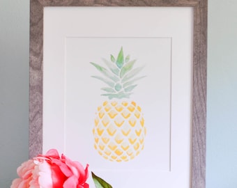 Blue Watercolor Pineapple 8x10 Printable Digital Art Print - Etsy