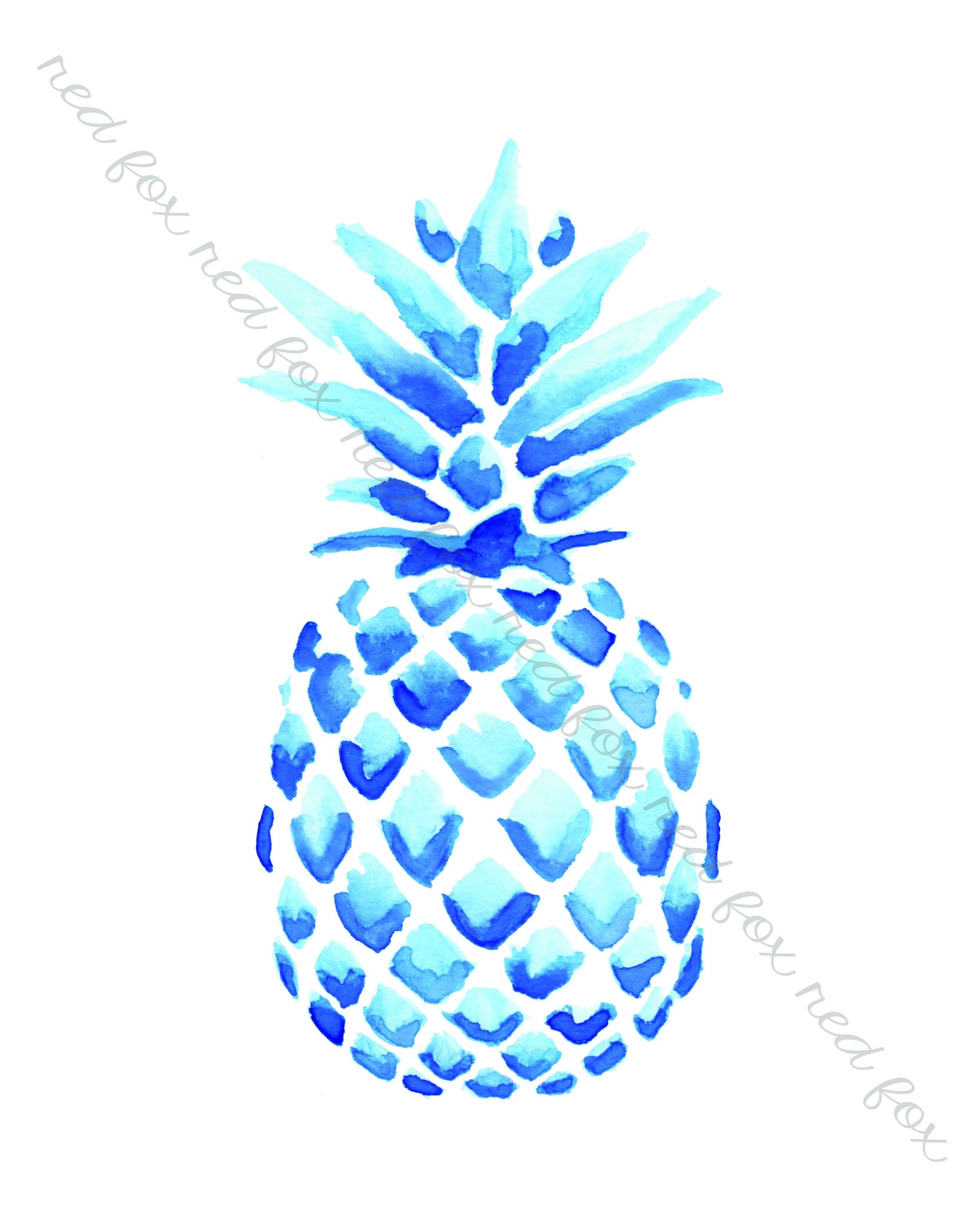 Blue Watercolor Pineapple 8x10 Printable Digital Art Print - Etsy