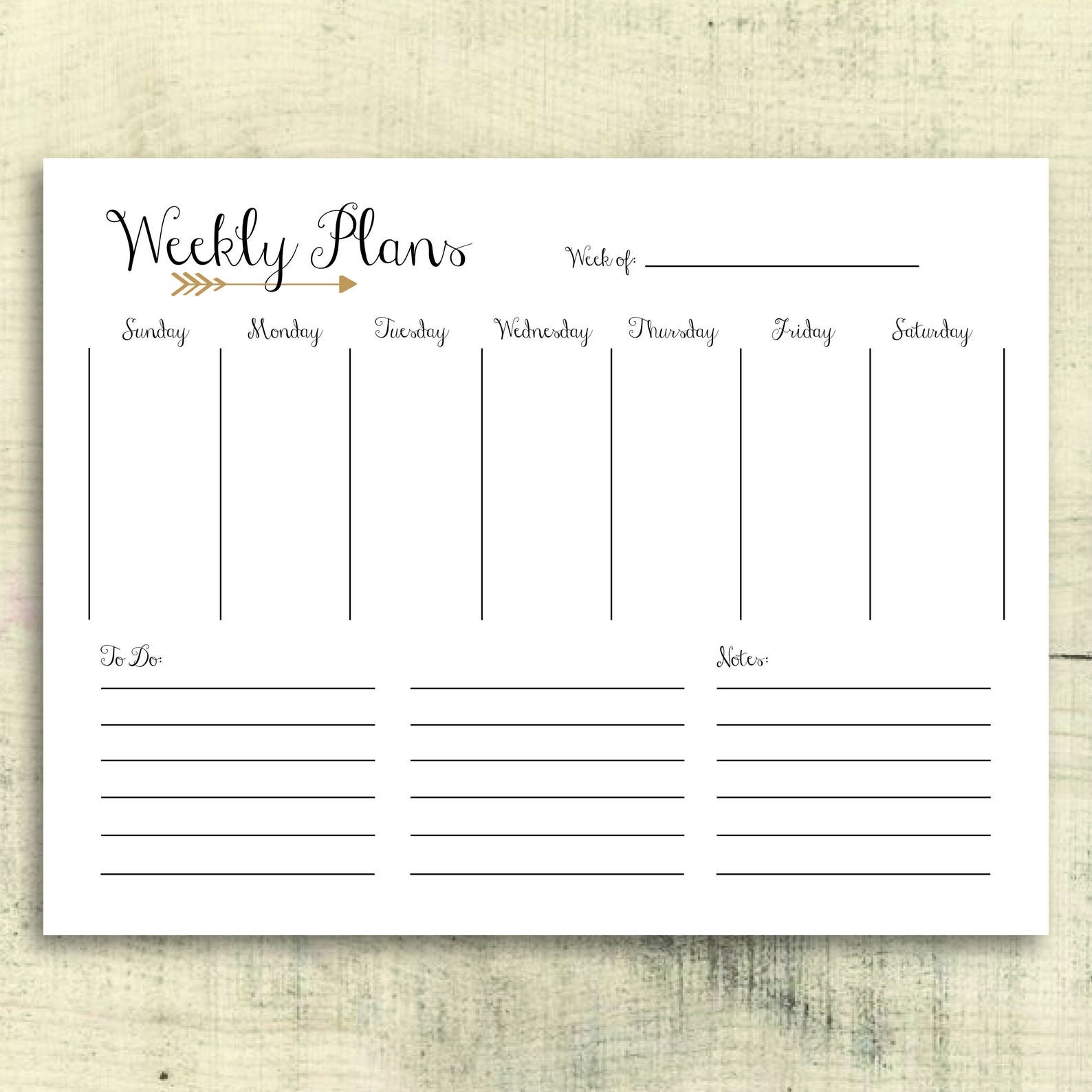 Arrow Weekly Planner Printable Digital File 8.5 X 11 - Etsy