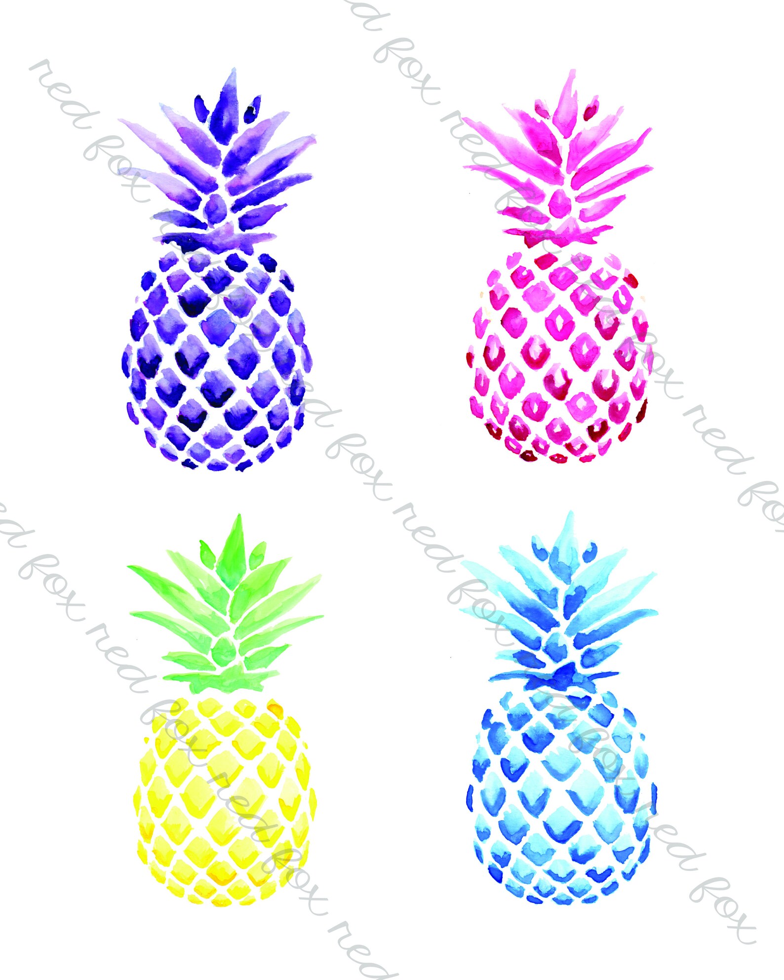 Watercolor Pineapples 8x10 Printable Digital Art Print - Etsy