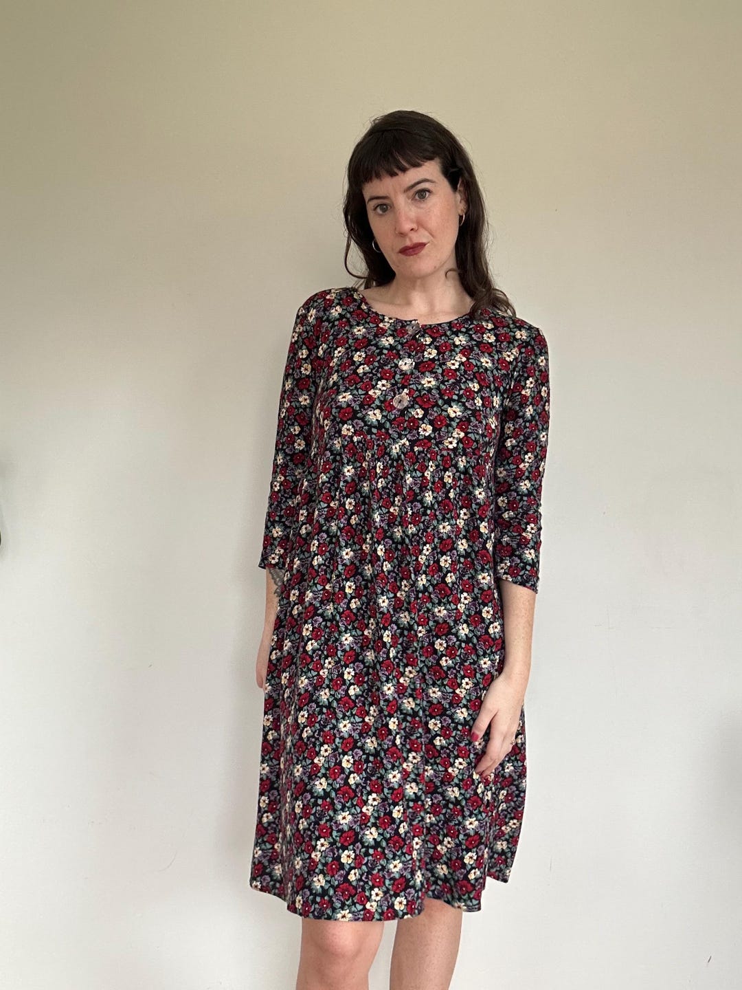 Vintage Floral Rayon Dress — Button Front (S) - Etsy