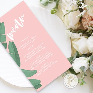 Banana Leaf Menu Cards - Custom Menu Cards - Palm Leaf Menu - Beverly ...
